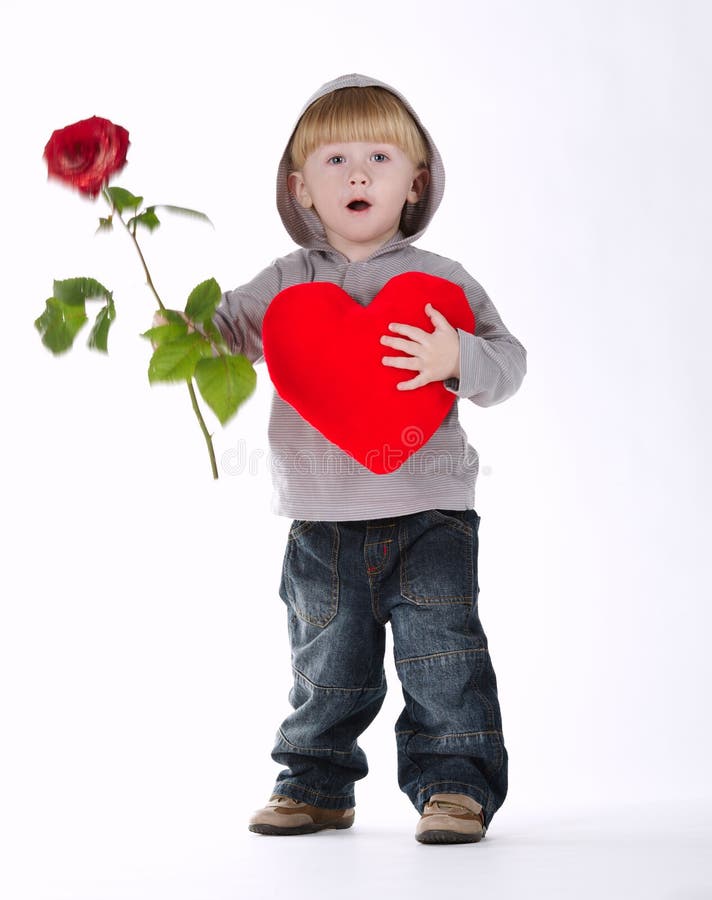 Little boy with heart stock image. Image of child, happy - 12777521