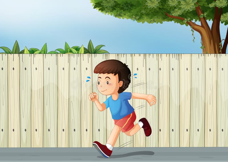 A Little Boy Running At The Road Stock Vector - Illustration of child ...