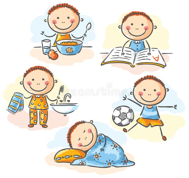 Little Boy S daily Activities Stock Vector - Illustration of childhood ...