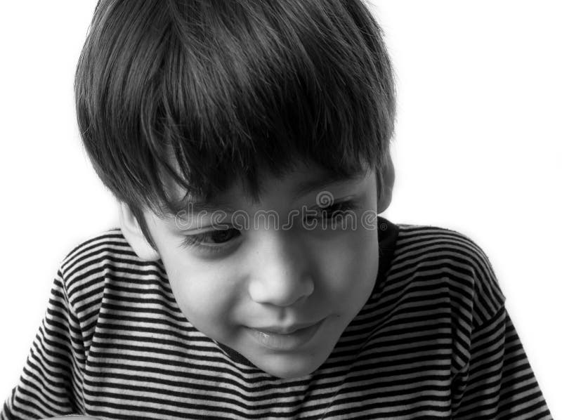 Little Boy with Sadness Face and Eyes Portrait Stock Photo - Image of ...