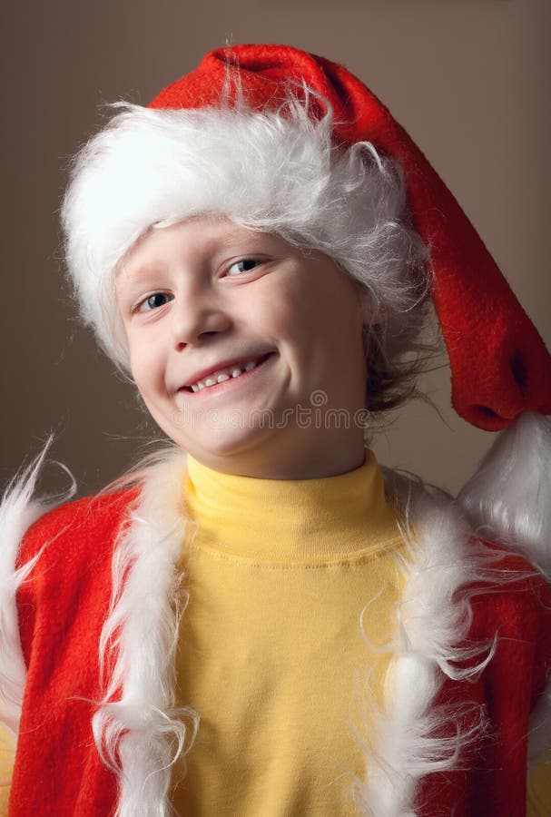Little Boy in Santa Claus Suit Stock Photo - Image of traditional, face ...