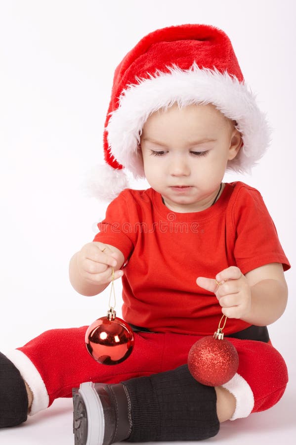 Little boy with Santa hat stock photo. Image of isolated - 34822192