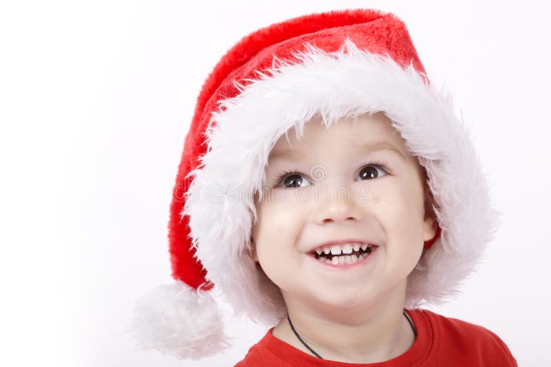 Little boy with Santa hat stock photo. Image of claus - 34823624