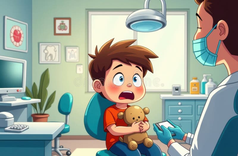 A Little Boy Scared for the Dentist at 26-5-2024 Stock Illustration - Illustration of dentist ...