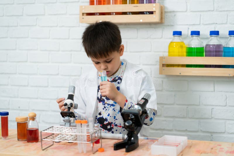 Little Boy in Science Classroom it is the Basis for the Process of ...
