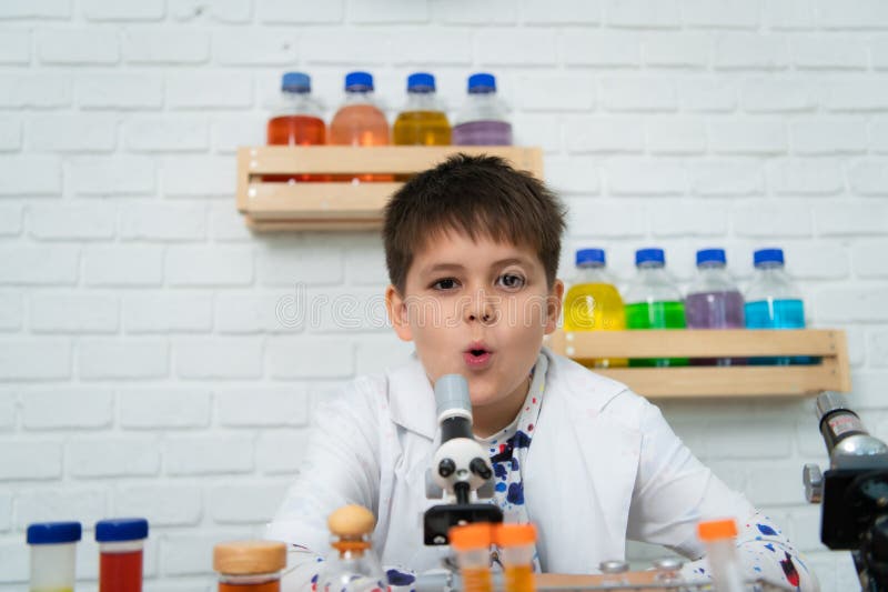 Little Boy in Science Classroom it is the Basis for the Process of ...