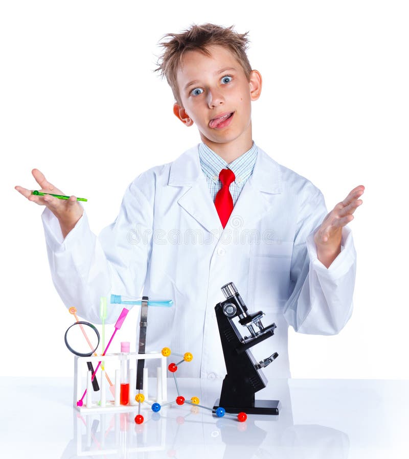 Little Boy Scientist in the Laboratory. Stock Photo - Image of ...