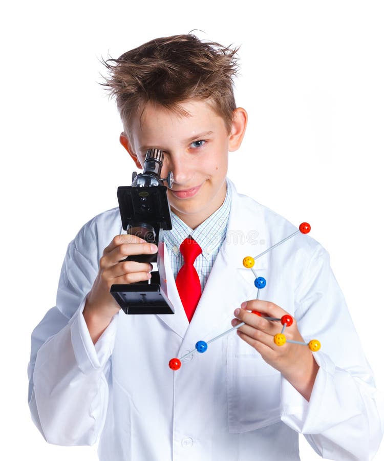 Little Boy Scientist in the Laboratory. Stock Photo - Image of chemist ...
