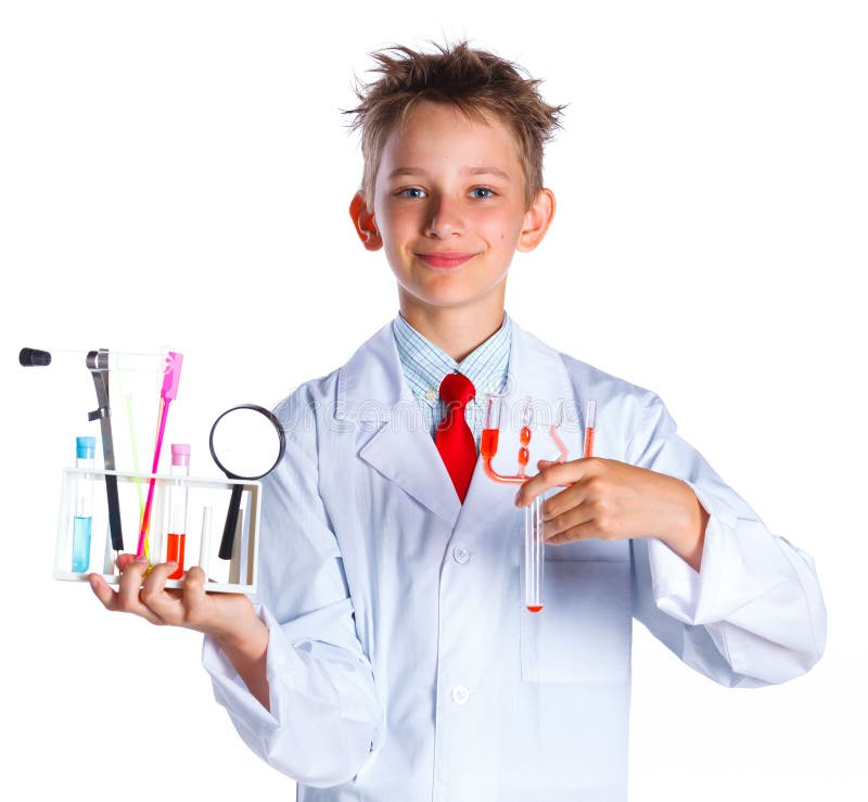 Little Boy Scientist in the Laboratory. Stock Photo - Image of ...