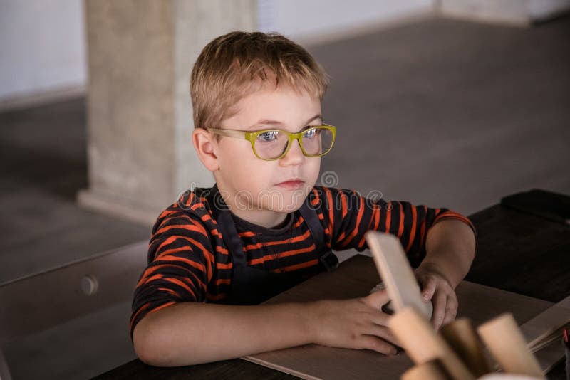 Little Boy Sculpts from Clay with Interest Stock Image - Image of ...