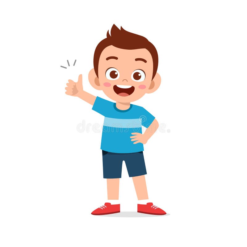 Little Boy Show Agreement with Thumb Up Hand Gesture Stock Vector ...