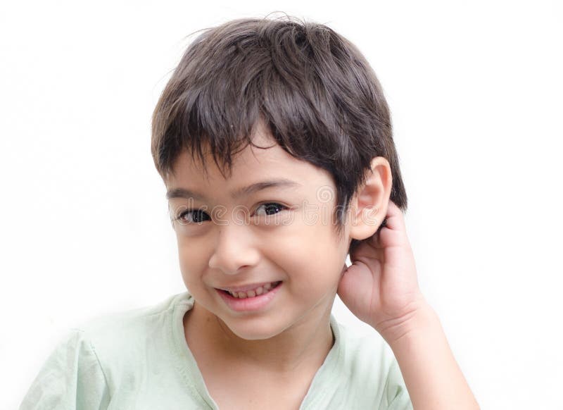 Little Boy Shy Face Portraiton White Background Stock Photo - Image of ...