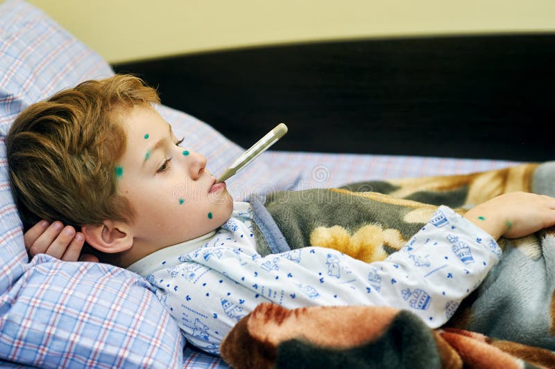 The Little Boy is Sick at Home Stock Image - Image of dermatology ...