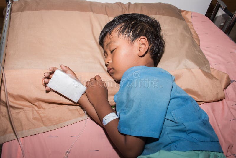 Little Boy Sick in the Hospital Stock Photo - Image of illness ...
