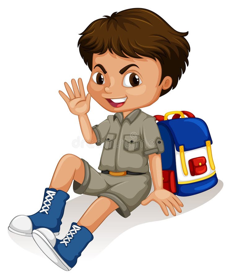 Little Boy with Backpack Cartoon Stock Vector - Illustration of child ...