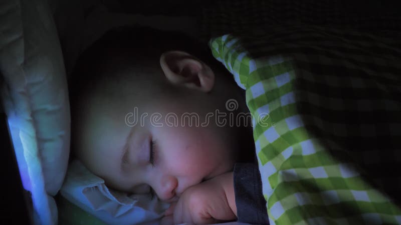 Little Boy Sleeps in a Crib at Night Stock Video - Video of home ...