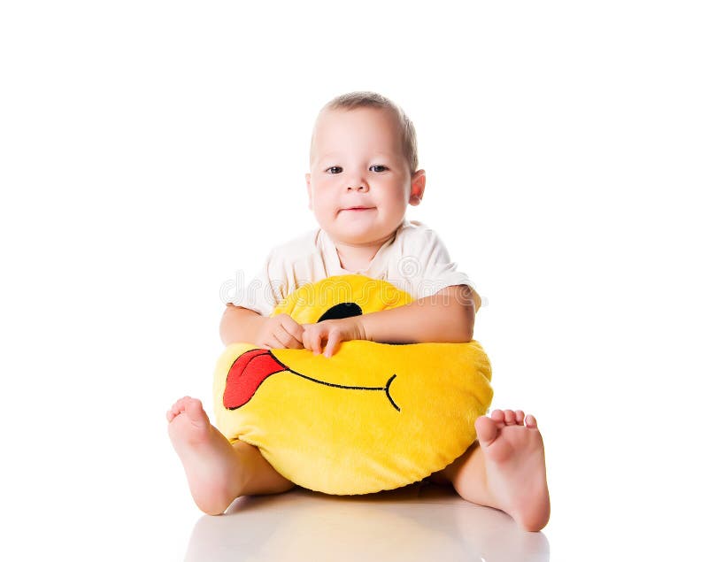 Smiley Baby Boy Feeding Isolated Stock Photo - Image of happiness ...