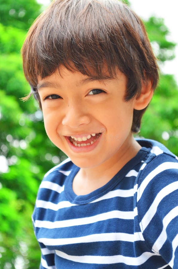 Little Boy Smiling Portrait Stock Photo - Image of cute, garden: 33972444