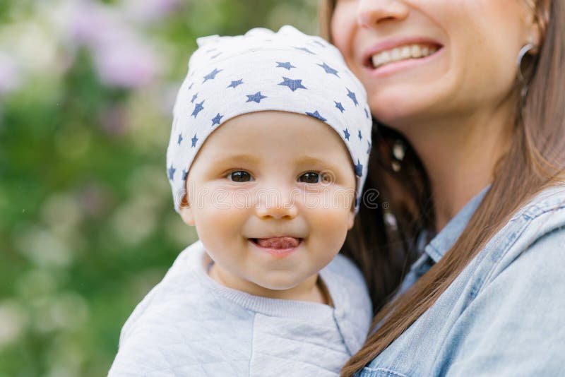 Little Boy Smiling Son in Mom S Arms Stock Photo - Image of parenting ...