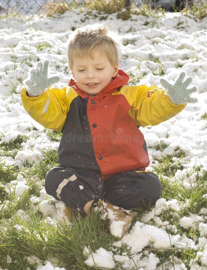 Little boy in the Snow stock photo. Image of playing, cold - 8020270