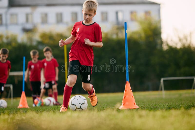 Little Boy, Soccer Player in Sport Uniform Training Dribble Ball ... Little Boy, Soccer Player in Sport Uniform Training Dribble Ball ...