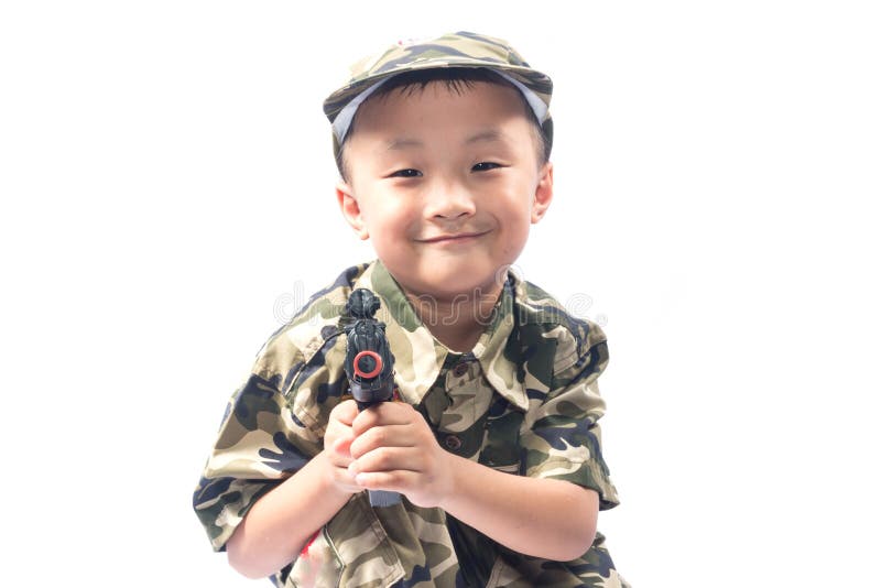Little Boy with Soldier Suit Stock Image - Image of security, military ...