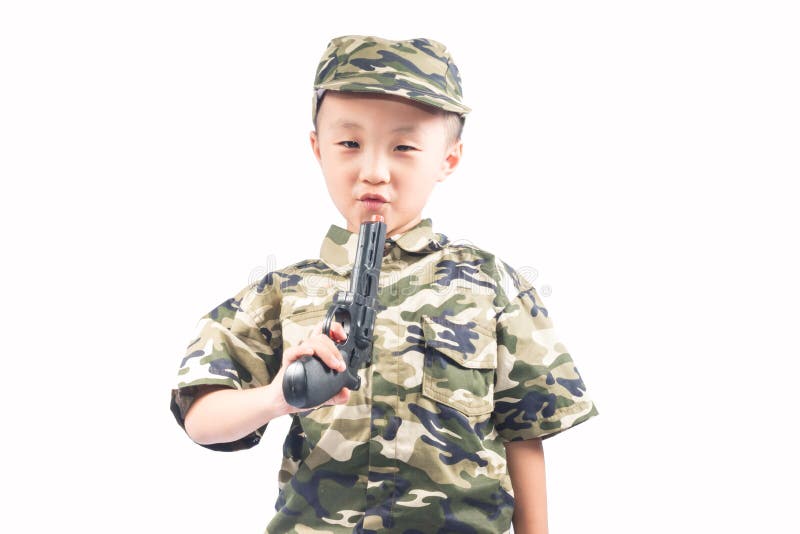 Little Boy with Soldier Suit Stock Image - Image of khaki, person: 60409725