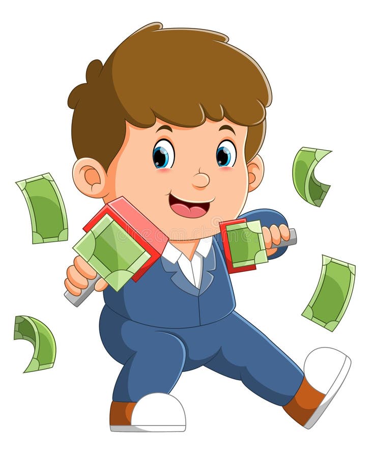 The Little Boy is Spreading Money with Tools Stock Vector ...