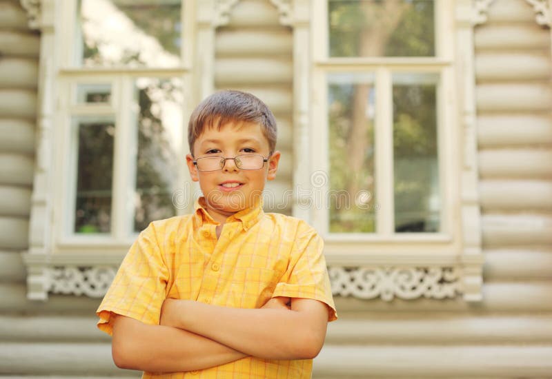 Little Boy Stand, Fold Hands Stock Photo - Image of child, decorative ...