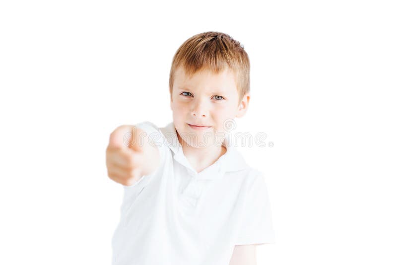 Little Boy Stand on White Background Stock Image - Image of human ...