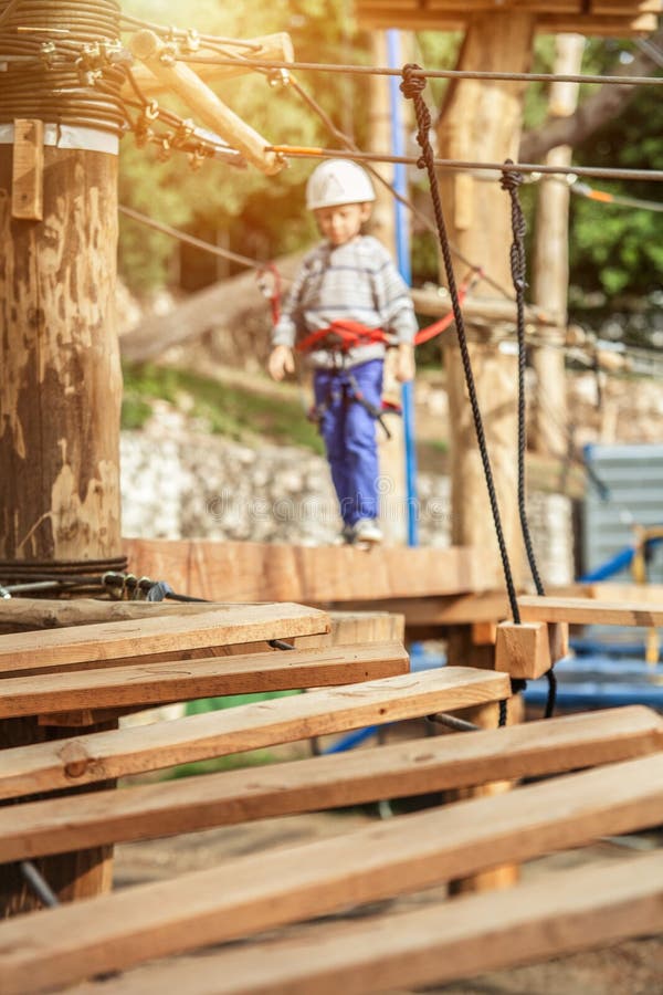 Little Boy on the Start of Rope Track Stock Photo - Image of little ...