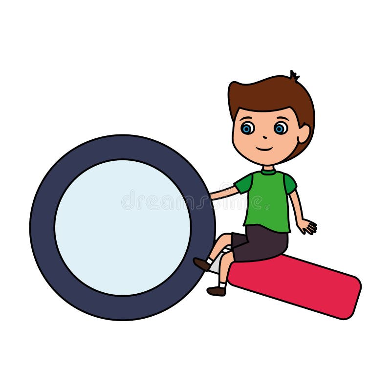Little Boy Student with Magnifying Glass Stock Vector - Illustration of ...