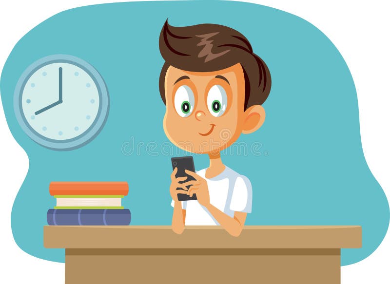 Student Reading Text Message in Class Vector Cartoon Stock Vector ...