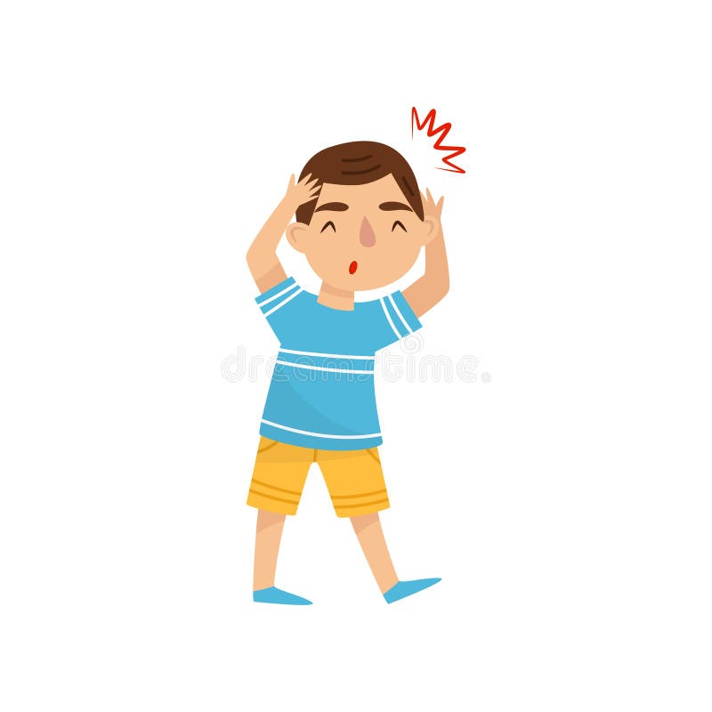 Little Boy Suffering from Headache. Child with Pain in the Head ... Little Boy Suffering from Headache. Child with Pain in the Head ...