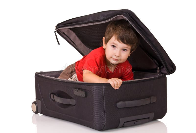 Little boy and suitcase stock photo. Image of leave, pull - 10963794