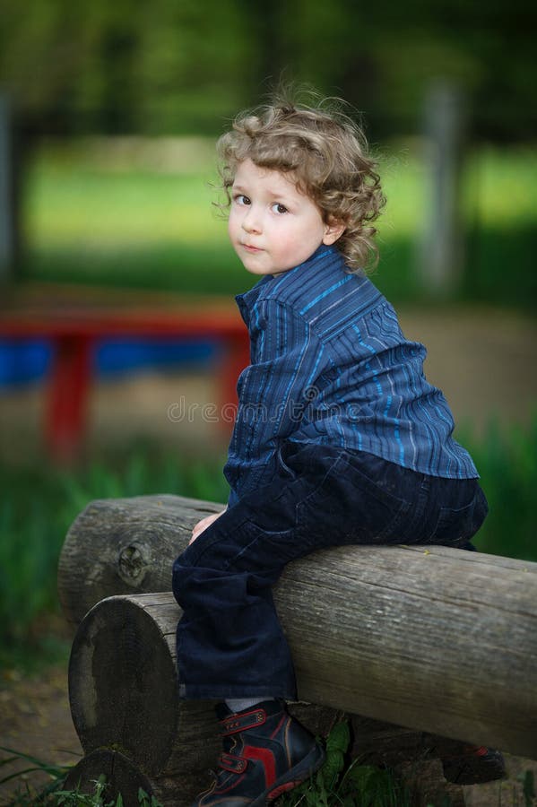 Little Boy on Summer Playground Stock Photo - Image of little, baby ...