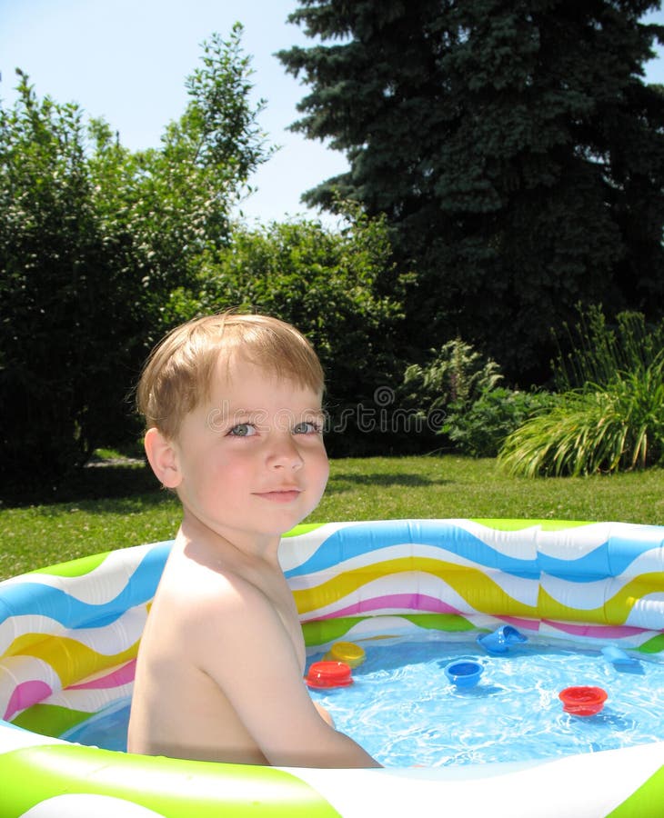 Little Boy in Swimming Pool Stock Image - Image of water, happiness ...