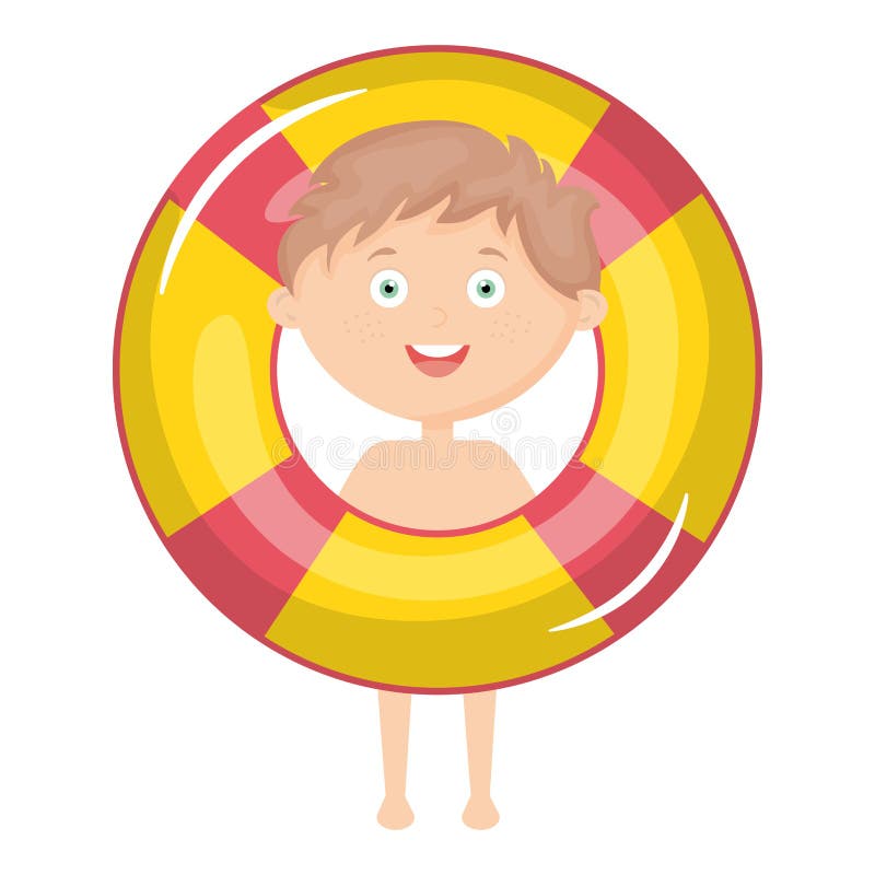 Little Boy with Swimsuit and Float Stock Vector - Illustration of ...