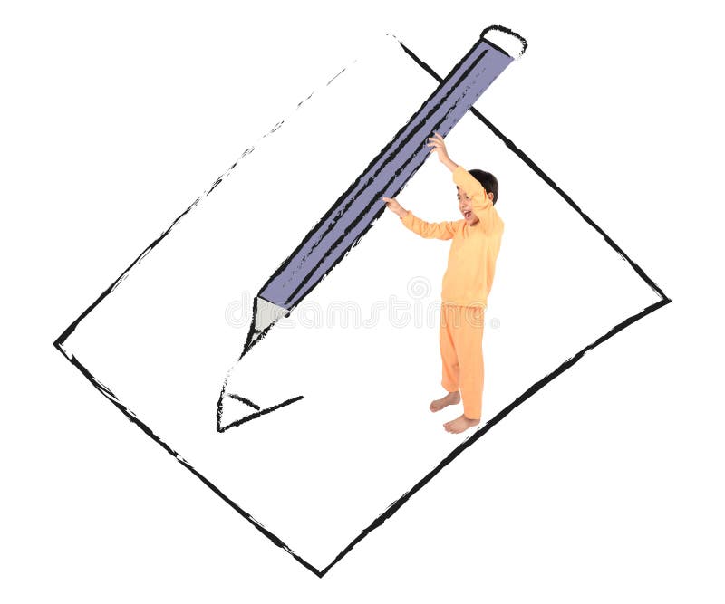Boy Drawing Line Big Pencil Stock Photos - Free & Royalty-Free Stock ...