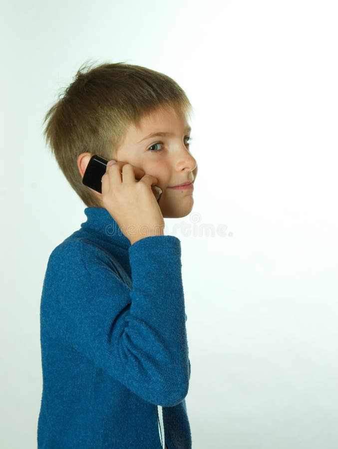 Little Boy Talking by Cell Phone Stock Photo - Image of smile, talking ...