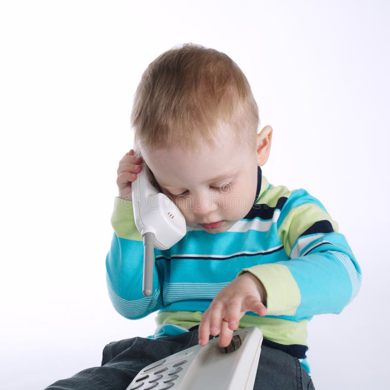 Little Boy Talking on the Phone Stock Image - Image of cute, call: 85254875