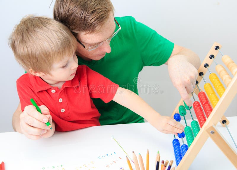Little Boy with Teacher Learning Math, Early Education Stock Image ...