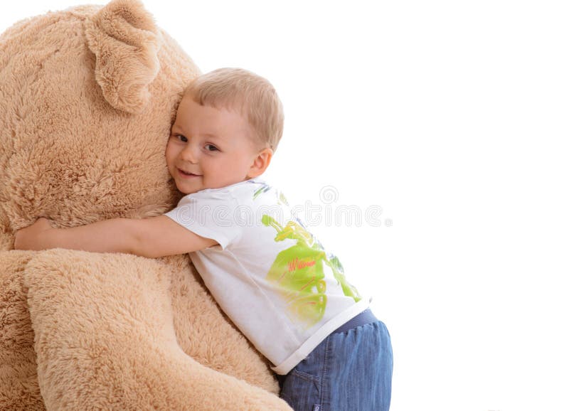 Little boy with teddy stock photo. Image of joyful, bear - 38475774