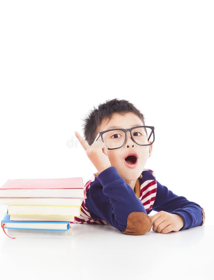 Little Boy Think Out a Good Ideas Stock Photo - Image of elementary ...