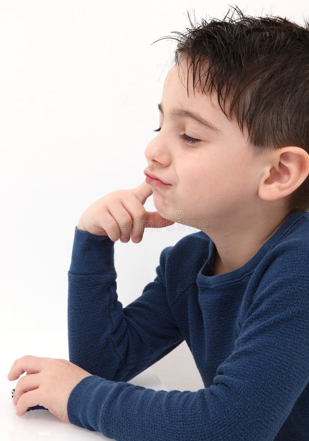 Little Boy Thinking stock image. Image of children, childish - 8191203
