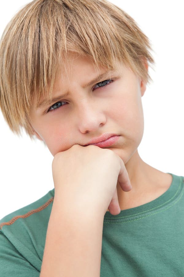 Little Boy Thinking about Something Stock Image - Image of fair, camera ...
