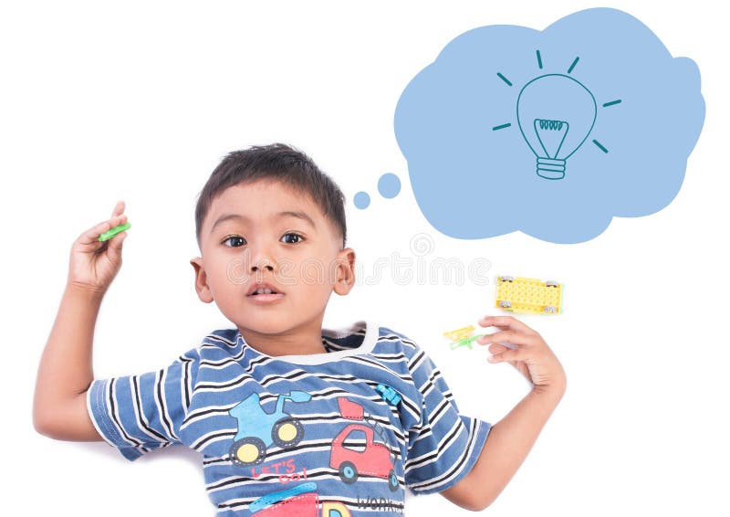 Little boy thinking stock photo. Image of person, happy - 68457170