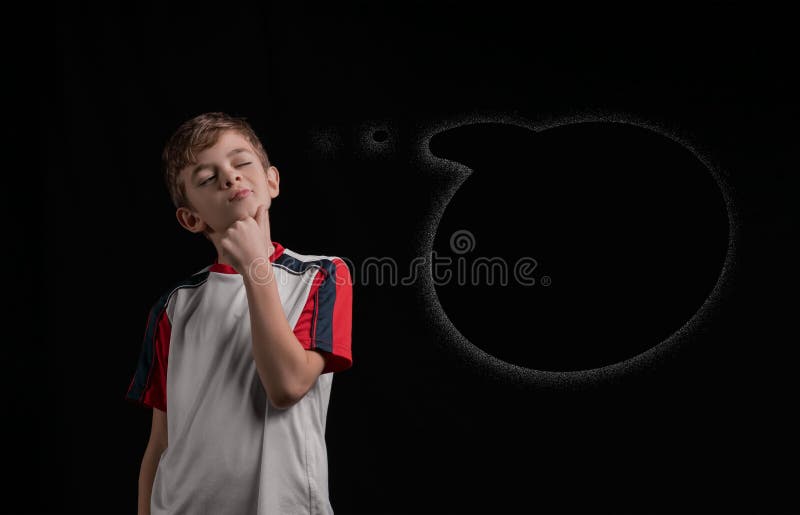A Little Boy Thinks and Dreams Stock Photo - Image of childhood, child ...