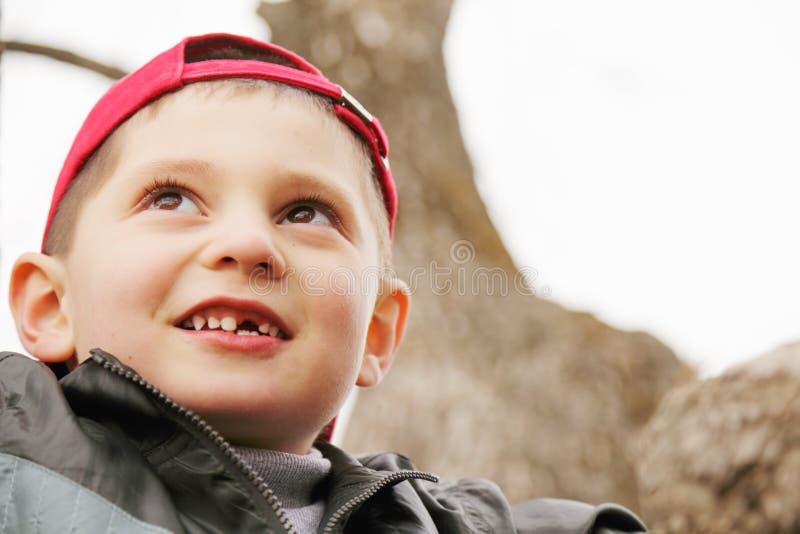 Little boy at tree stock image. Image of cute, closeup - 19367605
