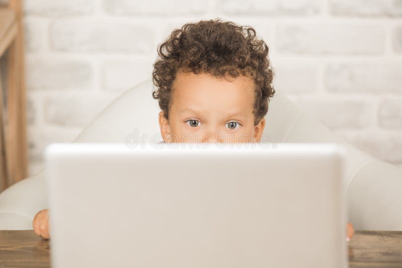 Little Boy Using Digital Device Modern Technology Stock Image - Image ...
